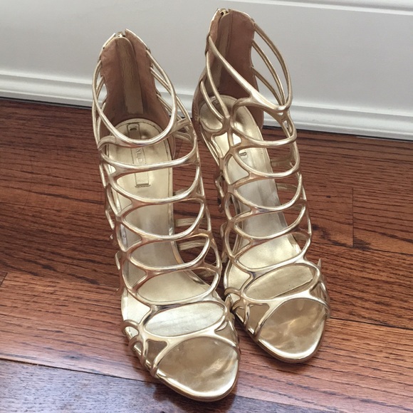 Aldo | Shoes | Aldo Eryde82 Gold Strappy Prom Wedding Heels | Poshmark